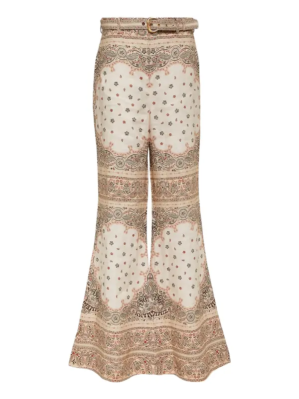 Zimmermann Printed High-rise Wide-leg Linen Pants - Multicoloured