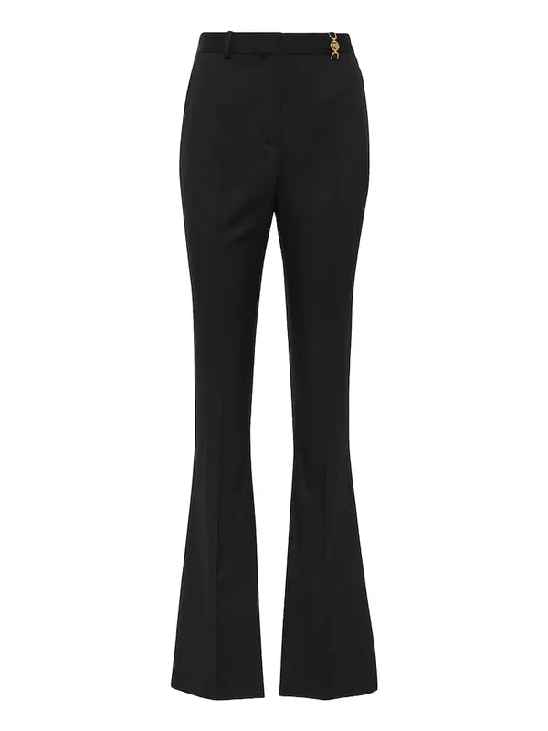 Versace High-rise Flared Wool-blend Pants - Black