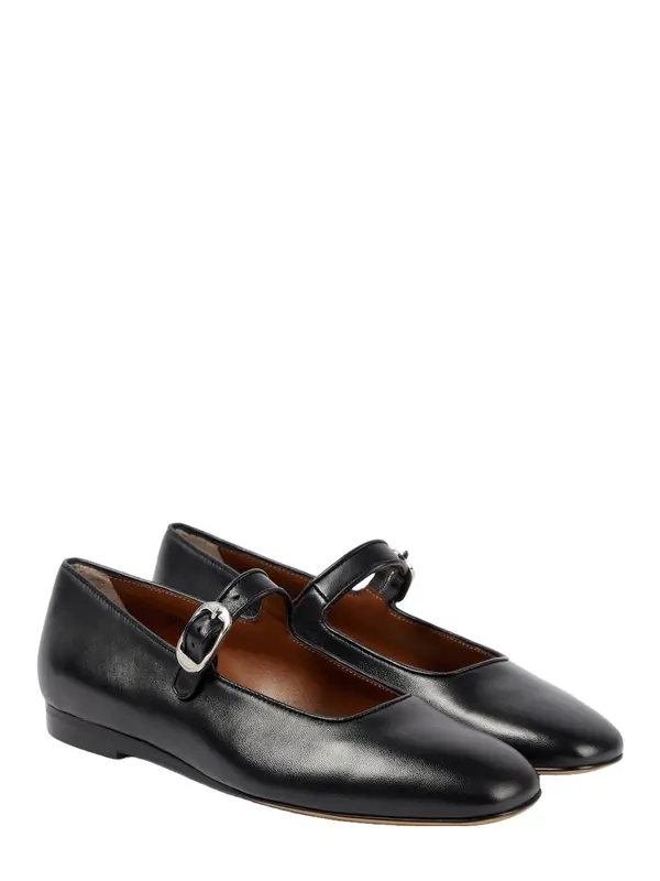 Le Monde Beryl Leather Ballet Flats - Black
