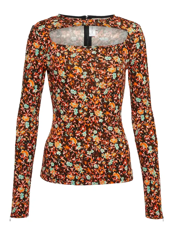 Victoria Beckham Floral Cutout Top - Multicoloured