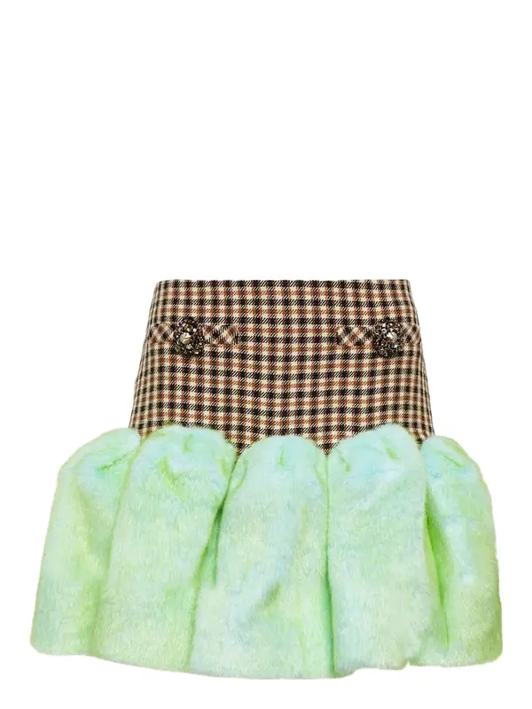 AREA Checked Wool And Cotton Miniskirt - Multicoloured