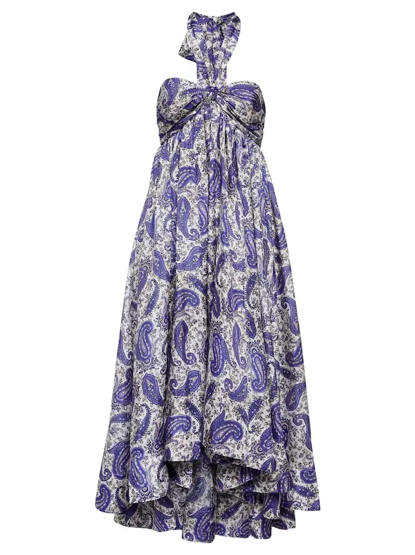 Zimmermann Devi Silk Halterneck Midi Dress - Multicoloured