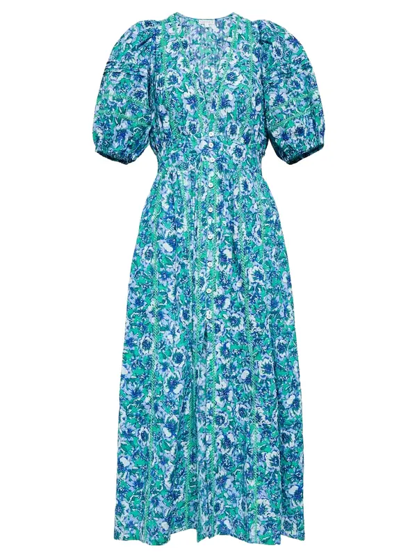Poupette St Barth Reine Floral Print Midi Dress - Multicoloured