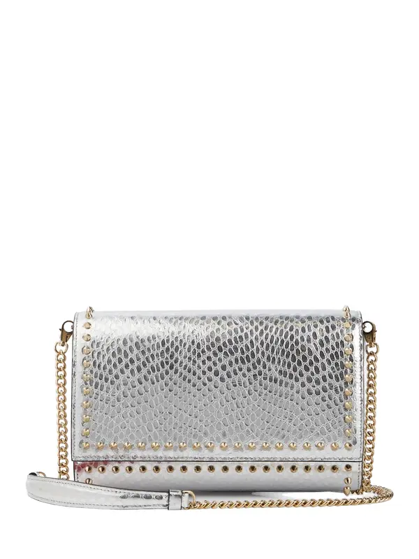 CHRISTIAN LOUBOUTIN Paloma Snake-effect Leather Clutch - Silver