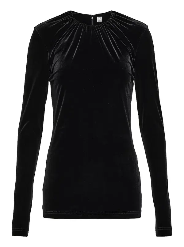 TOTEME Gathered Velvet Top - Black