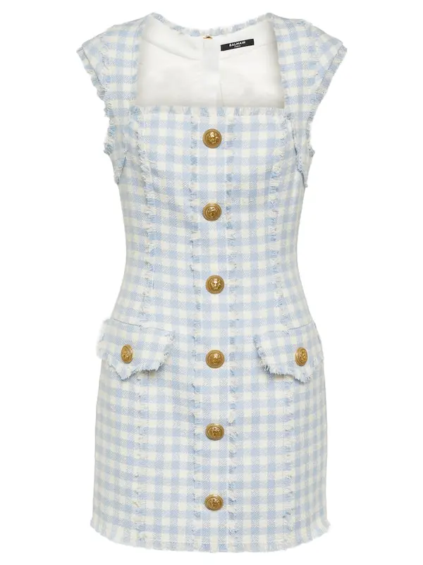 Balmain Gingham Tweed Minidress - Multicoloured