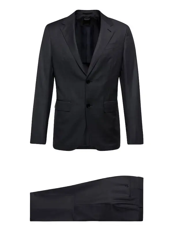 Zegna Single-breasted Virgin Wool Suit - Grey