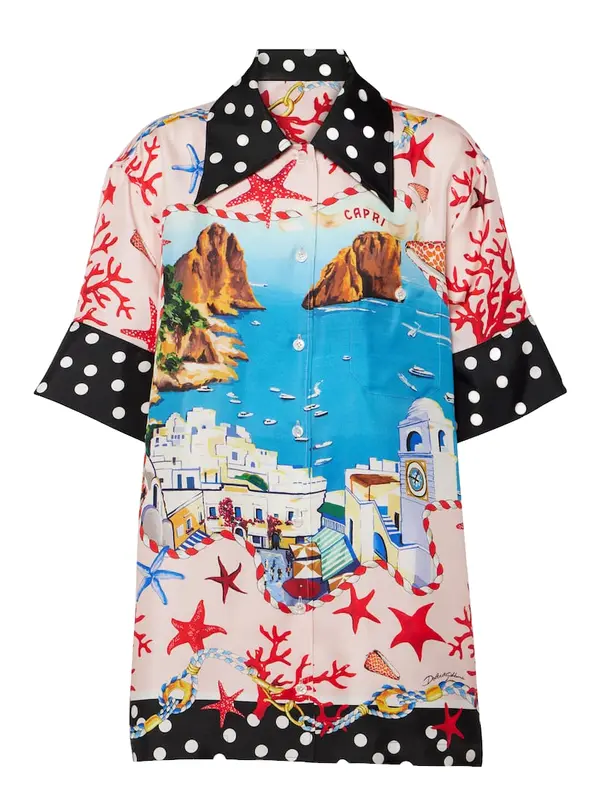 Dolce & Gabbana Capri Printed Silk Satin Shirt - Multicoloured