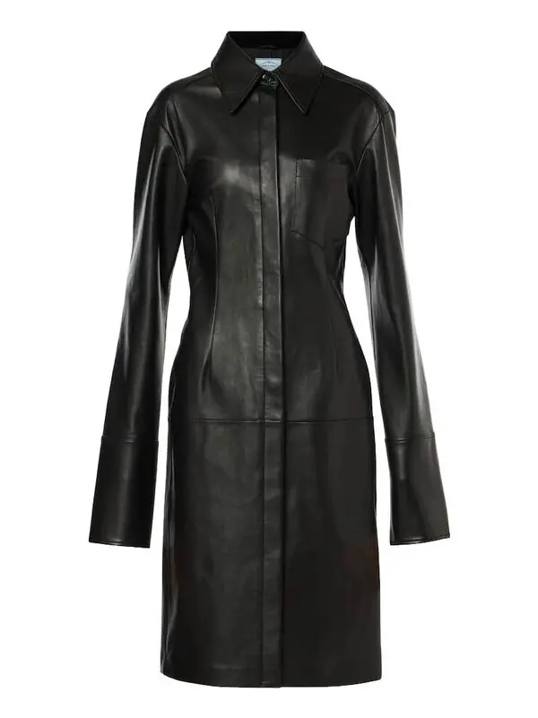 Sportmax Oidio Leather Coat - Black