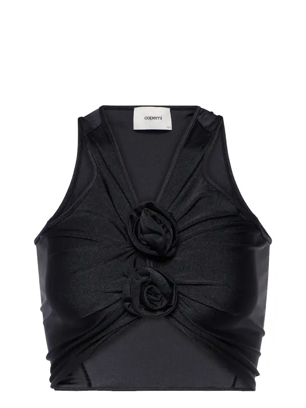 Coperni Floral Jersey Top - Black