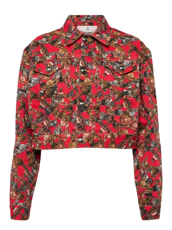 VIVIENNE WESTWOOD Printed Cropped Denim Jacket - Multicoloured