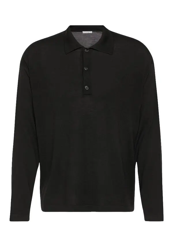 THE ROW Djon Wool Polo Sweater - Black