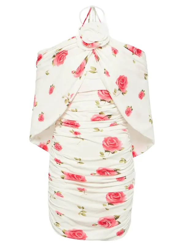 Magda Butrym Floral-applique Ruched Minidress - Multicoloured