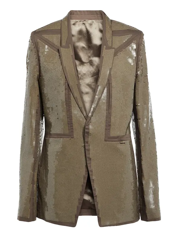 Rick Owens Sequined Single-breasted Cotton Blazer - Neutrals