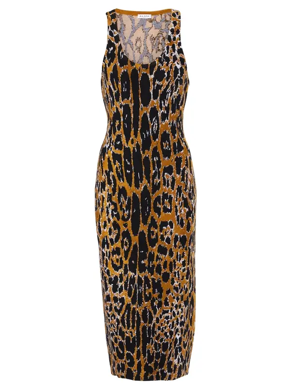 Alaïa Jacquard Midi Dress - Black