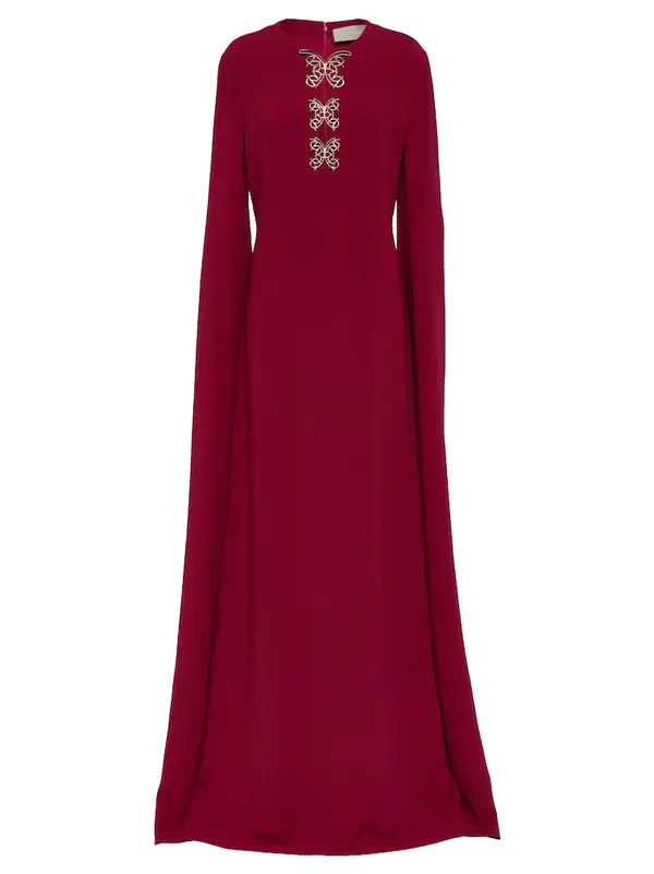 Elie Saab Embellished Crepe Gown - Red