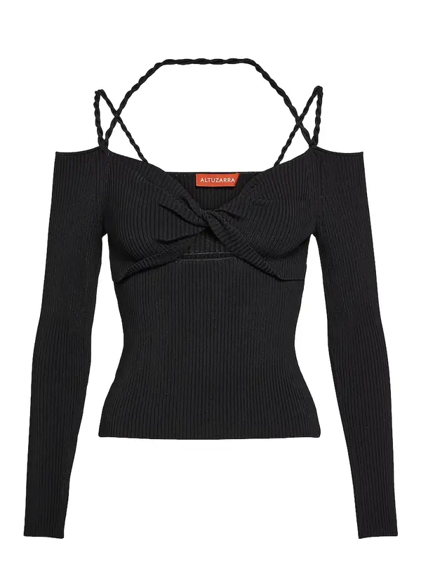 Altuzarra Ribbed-knit Cutout Top - Black
