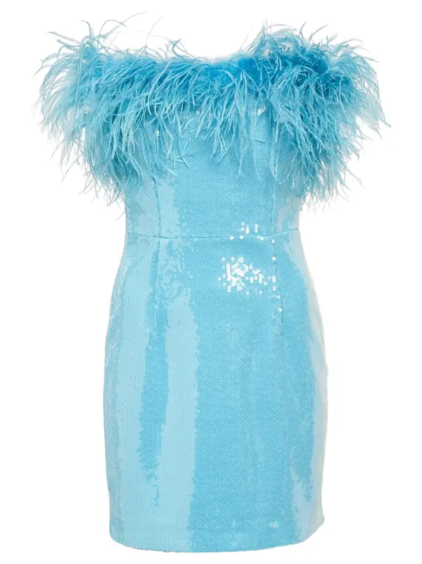 Rebecca Vallance Nicolette Feather-trimmed Sequined Minidress - Blue