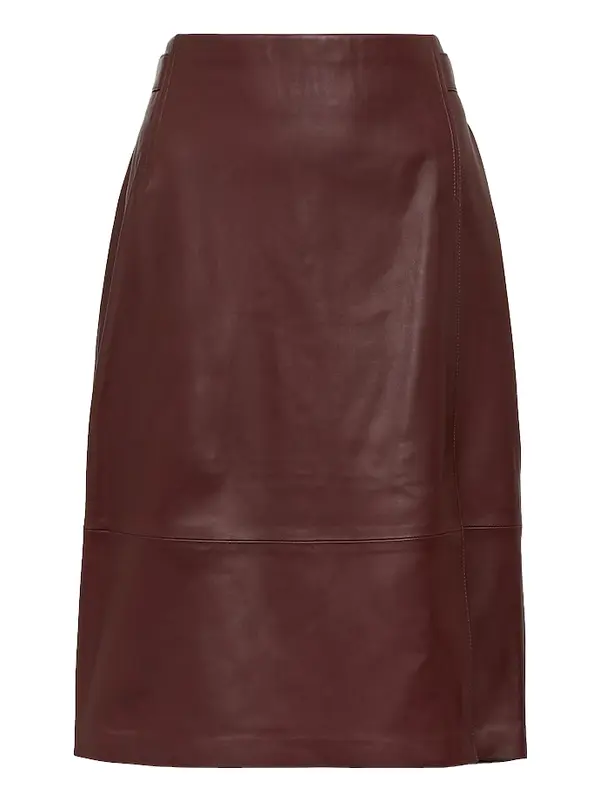 Vince Leather Pencil Skirt - Brown
