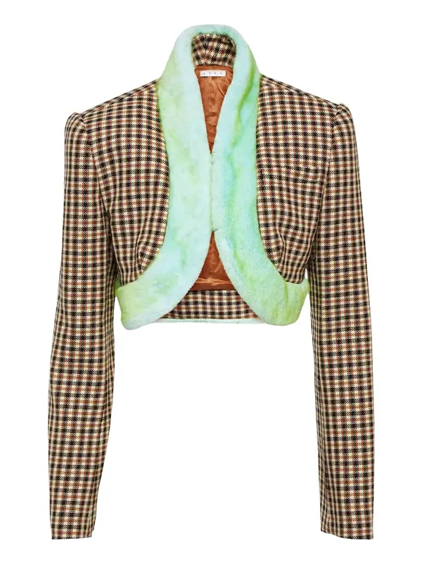 AREA Cropped Wool And Cotton Jacket - Multicoloured