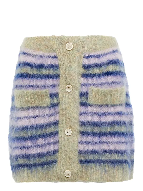 Marni Striped Mohair-blend Miniskirt - Multicoloured