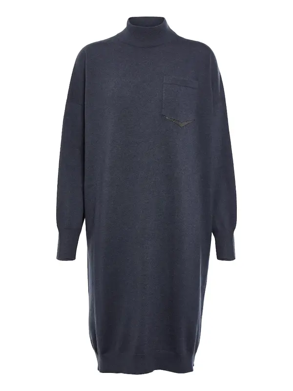 Brunello Cucinelli Embellished Cashmere Sweater Dress - Beige