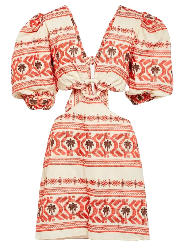 Johanna Ortiz Cutout Printed Mini Dress - Multicoloured