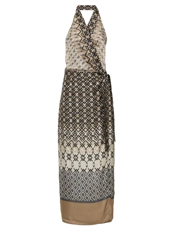 Brunello Cucinelli Printed Halterneck Maxi Dress - Multicoloured