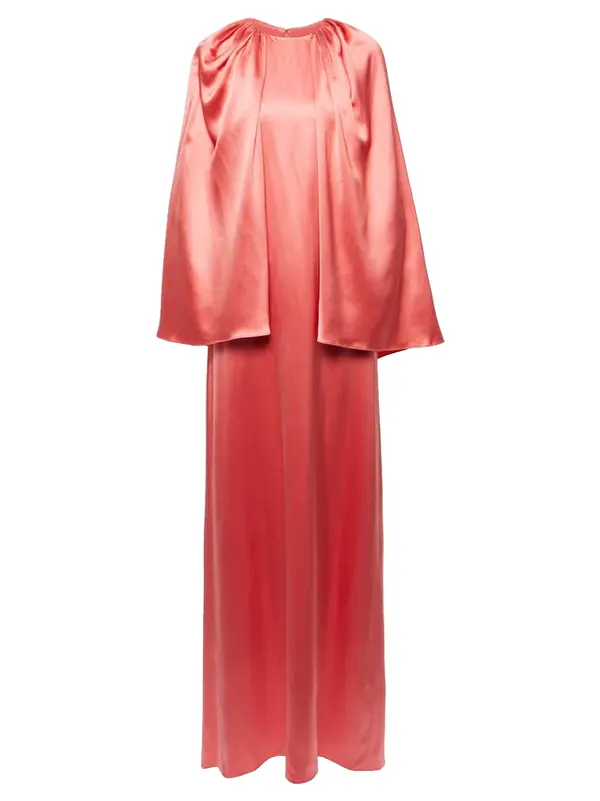 Monique Lhuillier Caped Silk Gown - Red