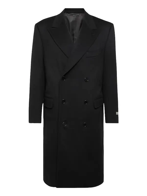 Canali Wool And Cashmere Overcoat - Black