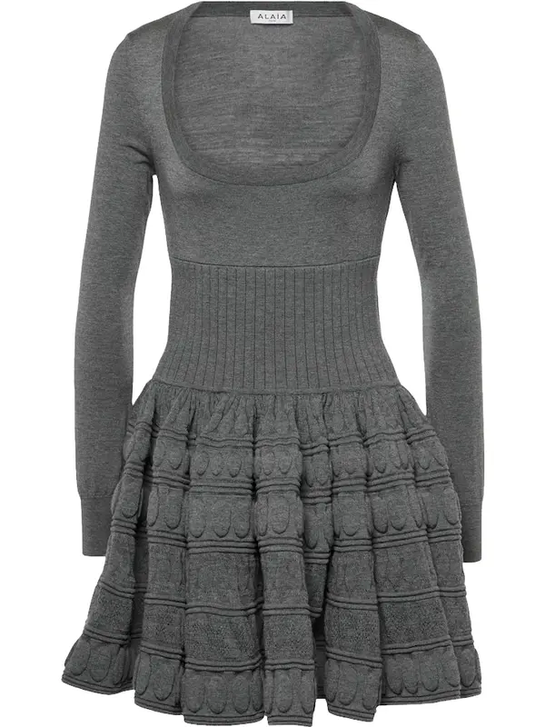 Alaïa Wool-blend Mini Dress - Grey