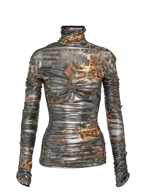 MUGLER Printed Ruched Top - Multicoloured