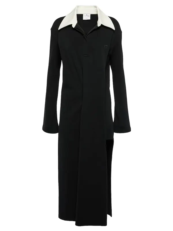 COURREGES Twist Cotton-blend Pique Polo Shirt Dress - Black