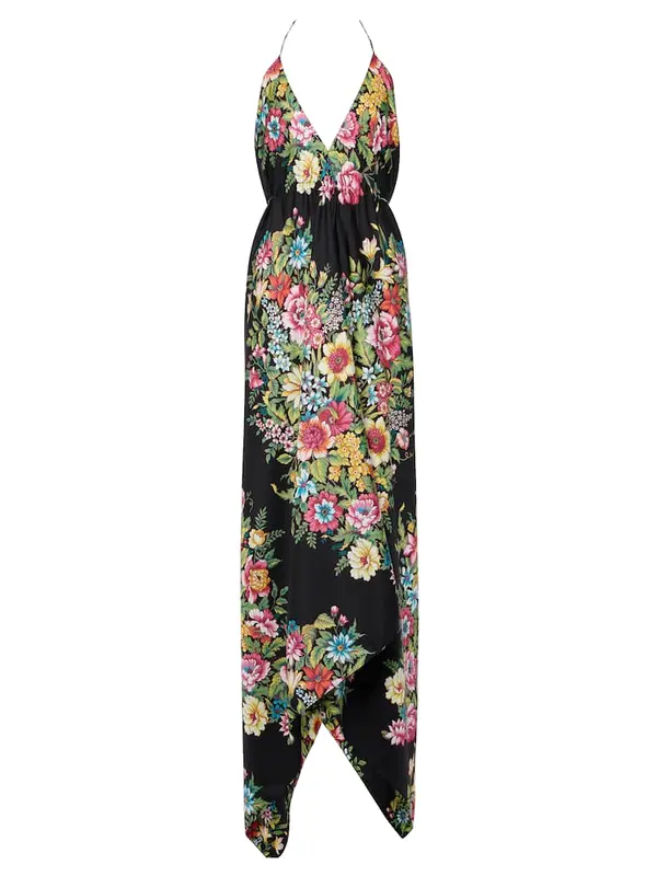 Etro Floral Print Silk Midi Dress - Black