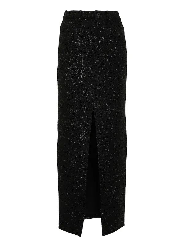 SELF-PORTRAIT Boucle Maxi Skirt - Black