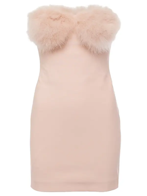 Blumarine Feather-trimmed Minidress - Silver