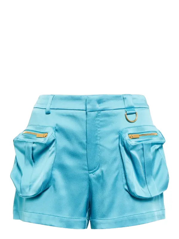 Blumarine Low-rise Satin Shorts - Blue