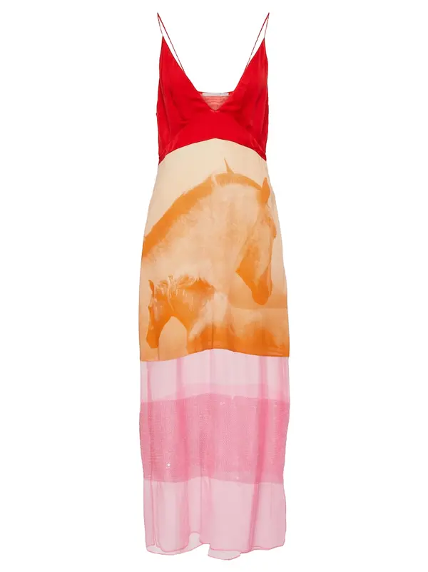 Stella McCartney Sequined Silk Midi Dress - Multicoloured