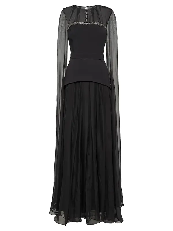 Safiyaa Gloria Silk And Crepe Gown - Black