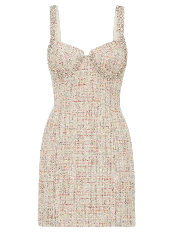 SELF-PORTRAIT Embellished Boucle Minidress - Multicoloured