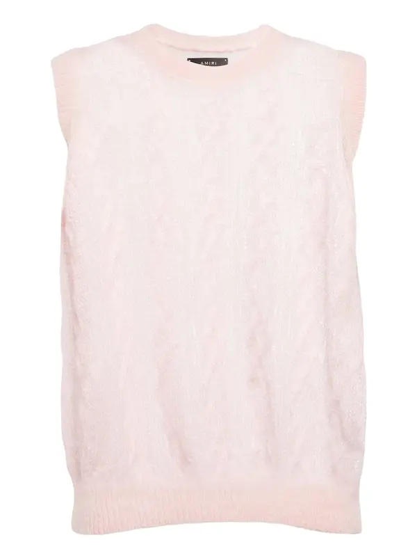 Amiri Openwork Alpaca And Mohair-blend Vest - Pink