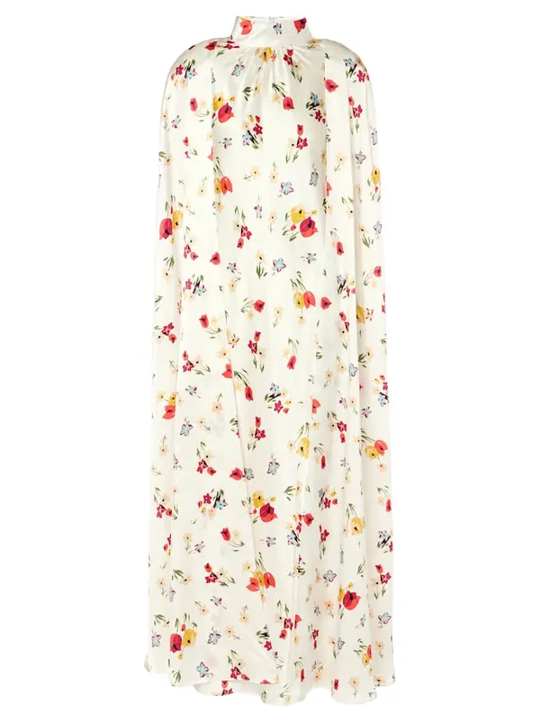RODARTE Floral Caped Silk Maxi Dress - Multicoloured