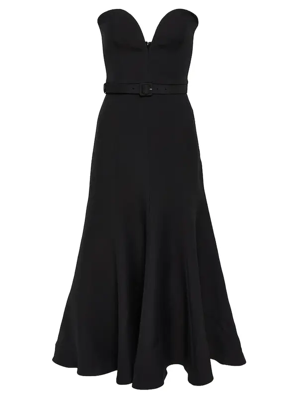 Roland Mouret Strapless Wool And Silk Midi Dress - Black