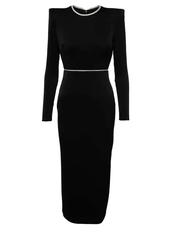 Alex Perry Crystal-embellished Satin Midi Dress - Black