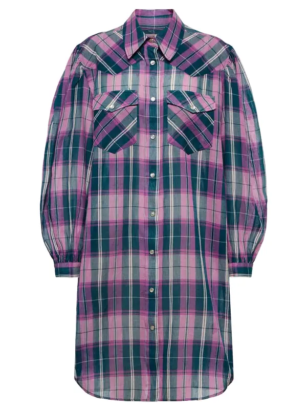 MARANT ETOILE Britany Checked Cotton Shirt Dress - Multicoloured