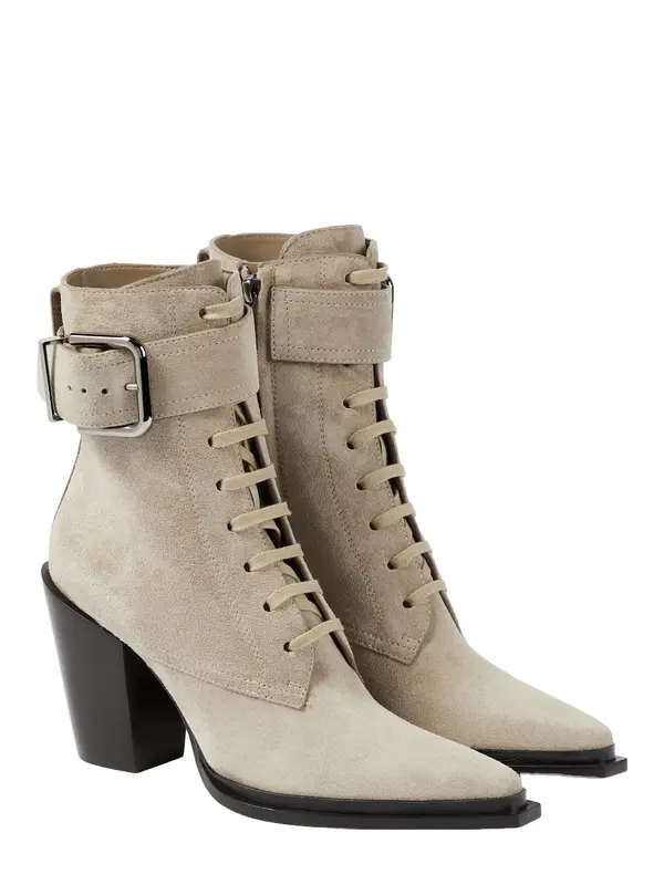 JIMMY CHOO Myos 80 Suede Boots - Beige