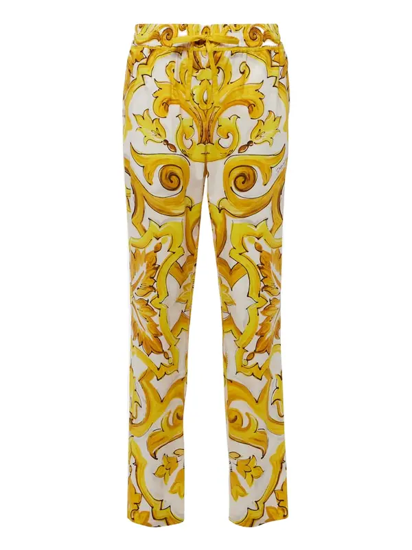 Dolce & Gabbana Majolica Printed Straight Pants - Multicoloured