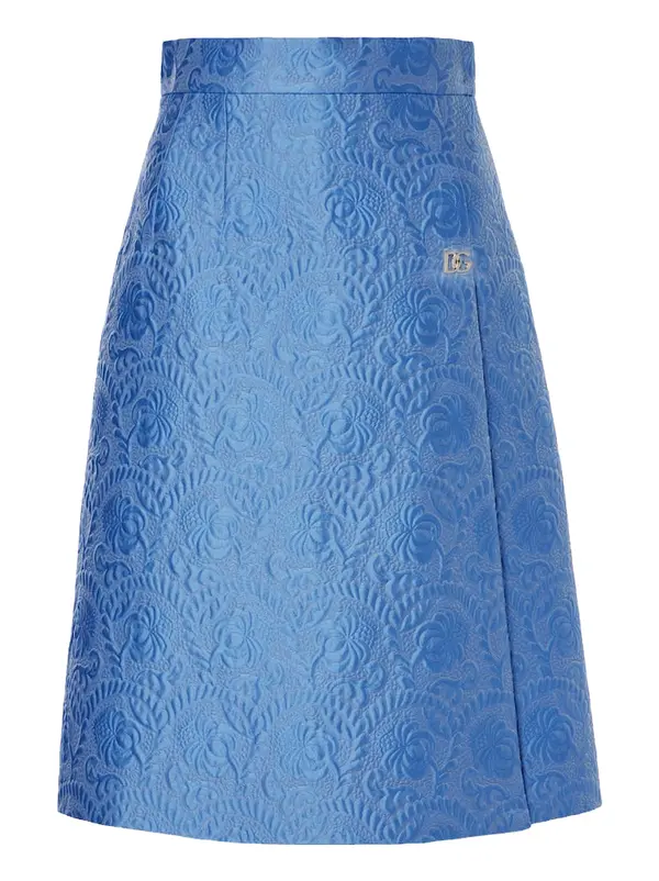Dolce & Gabbana Cotton And Silk-blend Jacquard Midi Skirt - Blue