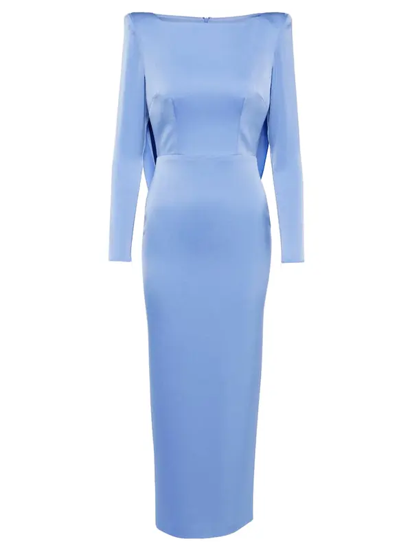 Alex Perry Draped Crepe Satin Midi Dress - Blue
