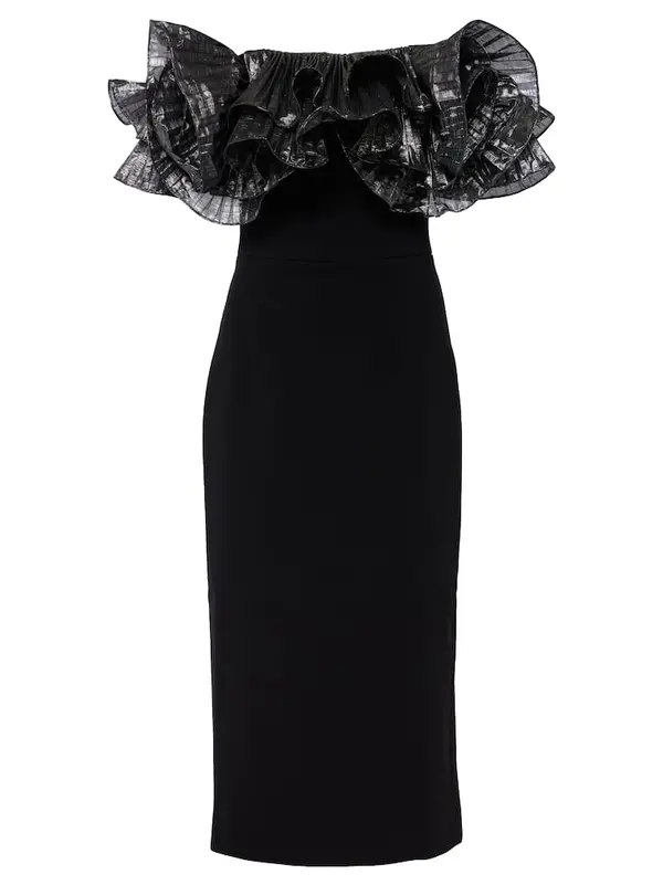 Rebecca Vallance Lumi Frill-detail Midi Dress - Multicoloured
